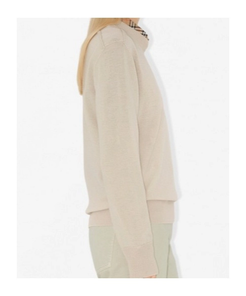 Burberry Checked Knitted Crewneck Jumper - Nutmeg