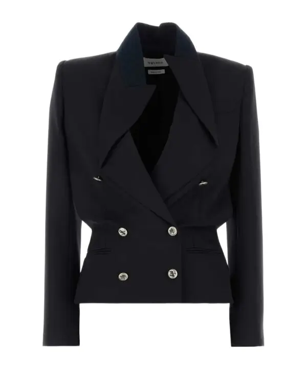 Alexander McQueen Double-breasted Fitted Blazer - Navy Blue