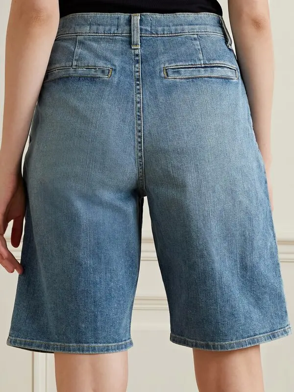 NILI LOTAN Julie Pleated Denim Shorts