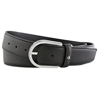 Montblanc Reversible Leather Belt With Horseshoe Ring Buckle - Black