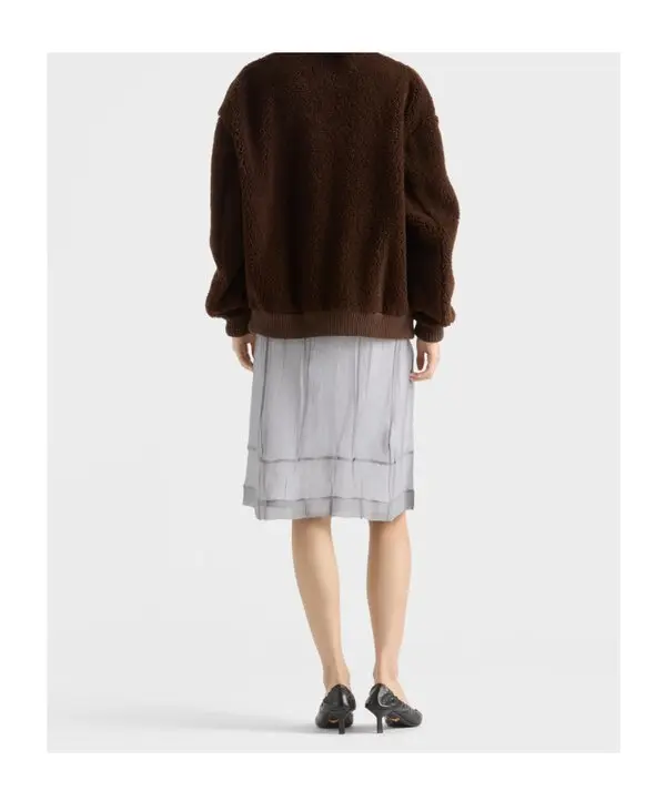 Prada Embroidered Chiffon Midi Skirt