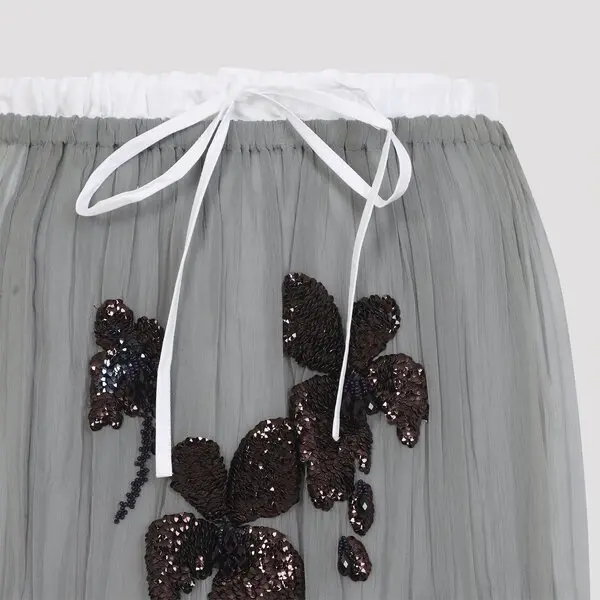 Prada Embroidered Chiffon Midi Skirt