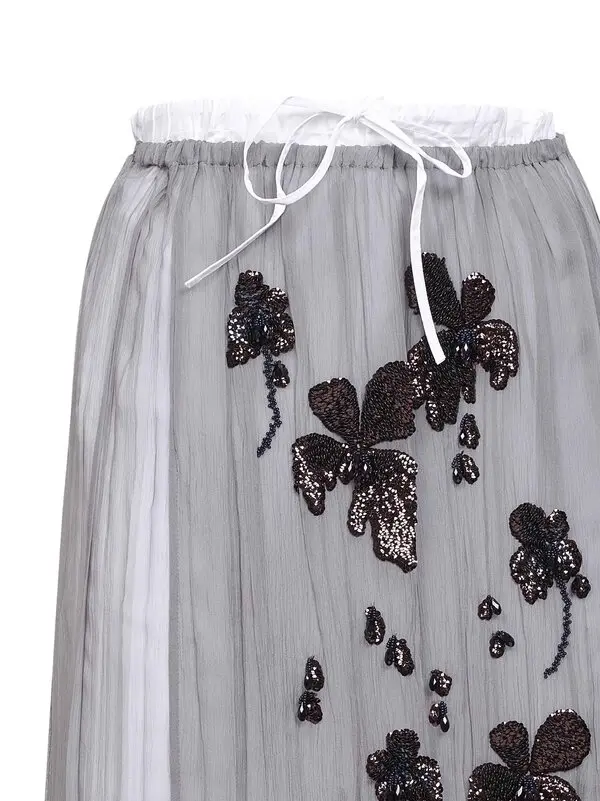 Prada Embroidered Chiffon Midi Skirt