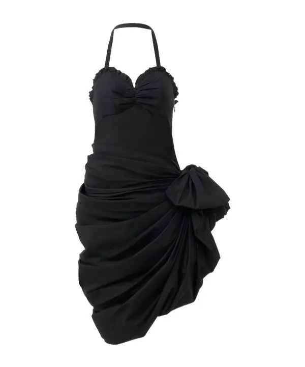 Chloé Wrapped Halterneck Dress In Cotton Poplin