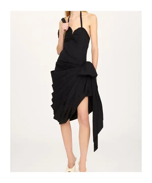 Chloé Wrapped Halterneck Dress In Cotton Poplin