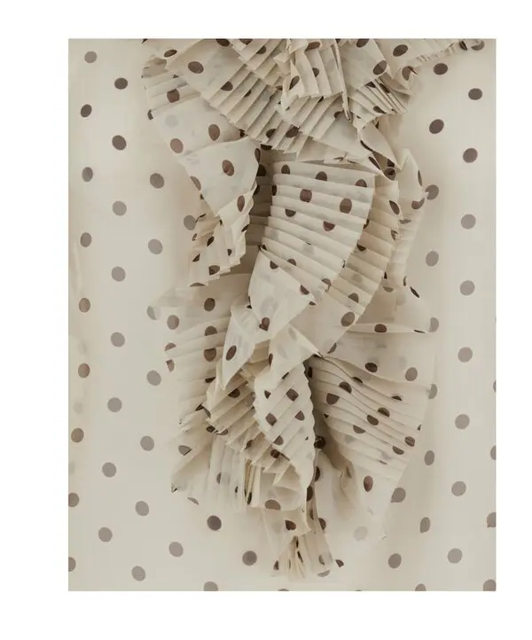 P.a.r.o.s.h Polka Dot Chiffon Shirt With Ruffles - No