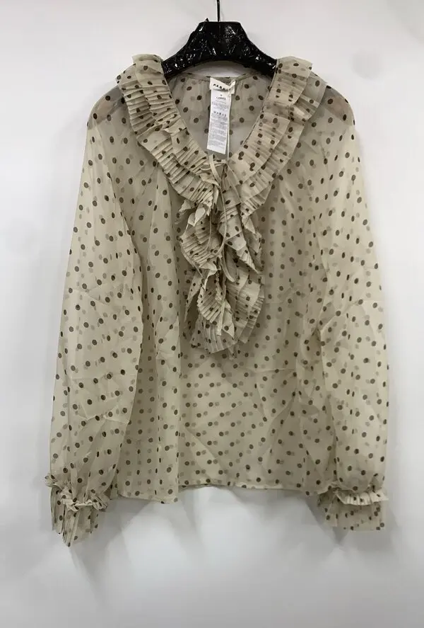 P.a.r.o.s.h Polka Dot Chiffon Shirt With Ruffles - No