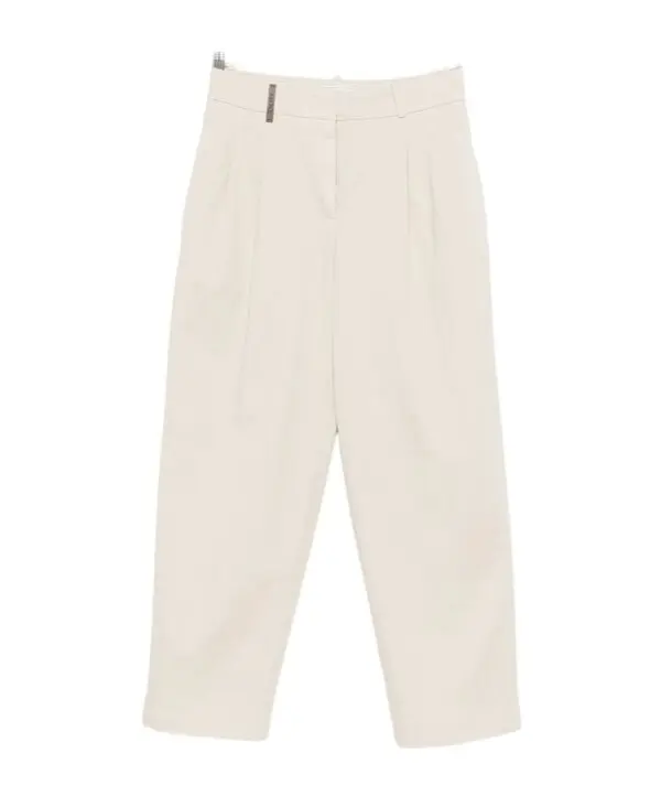 Peserico Pleated Cropped Trousers - Beige