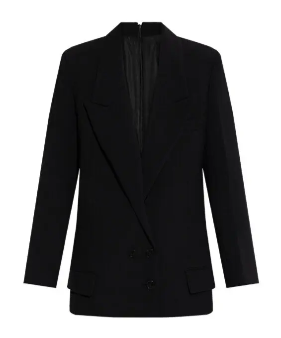 Victoria Beckham Double-breasted Peak Lapel Jacket - Black
