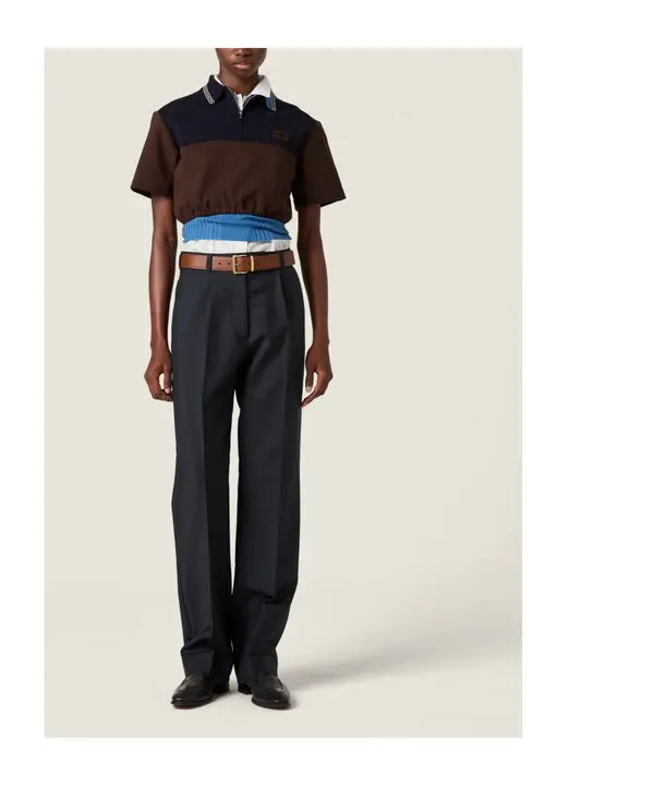 Miu Miu Cropped Collared Top With Zipper Closure