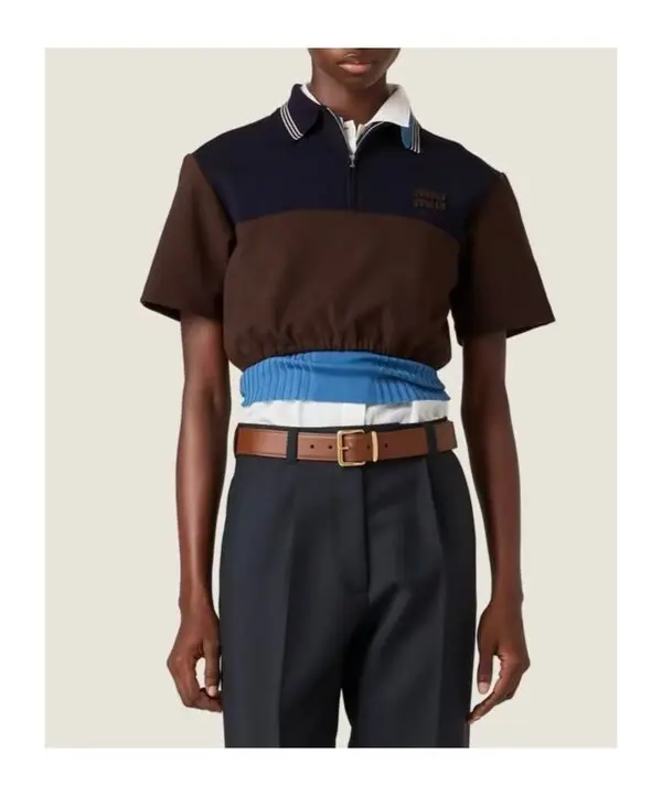 Miu Miu Cropped Collared Top With Zipper Closure
