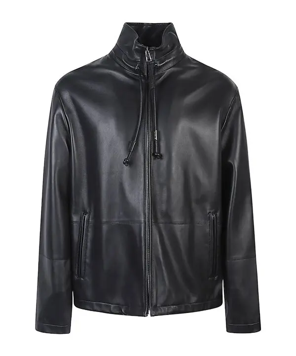 Loewe Zip-up Jacket In Nappa Lambskin - Black