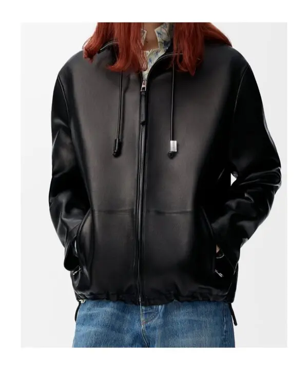 Loewe Zip-up Jacket In Nappa Lambskin - Black