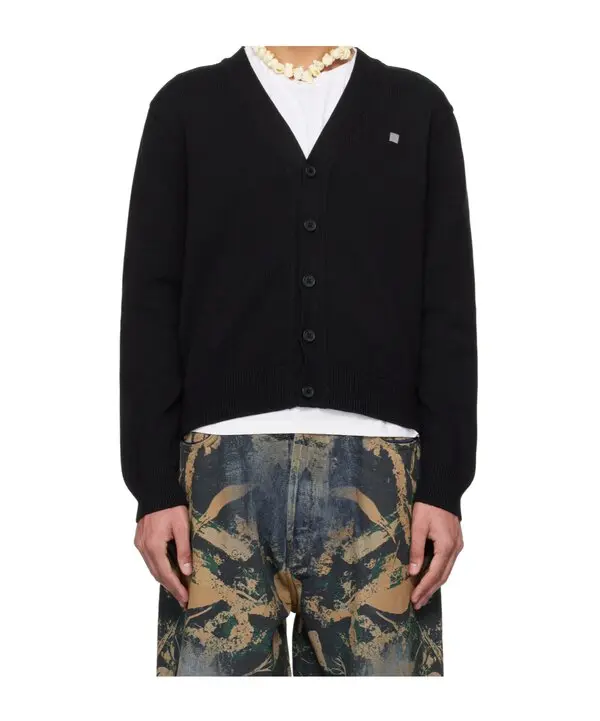 Acne Studios Appliqué V-neck Cardigan - Black