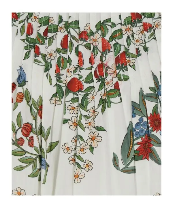 Farm Rio Floral Print Long Sleeve Square Neck Top - White