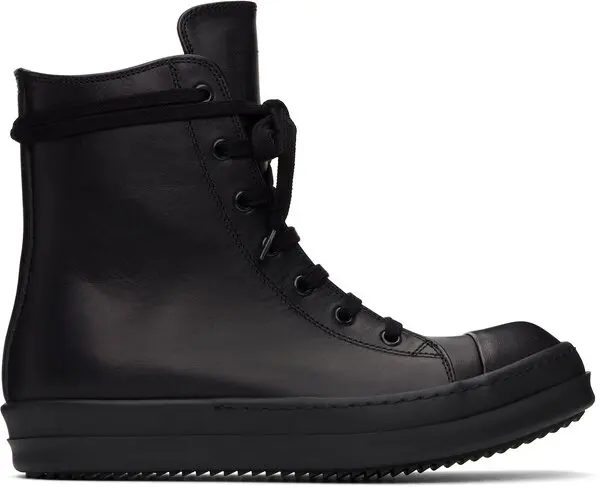 Rick Owens Leather High Top Sneakers