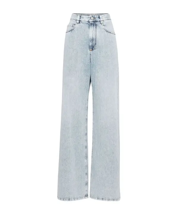 Brunello Cucinelli High Waisted Wide-leg Jeans - Blue