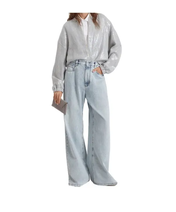 Brunello Cucinelli High Waisted Wide-leg Jeans - Blue