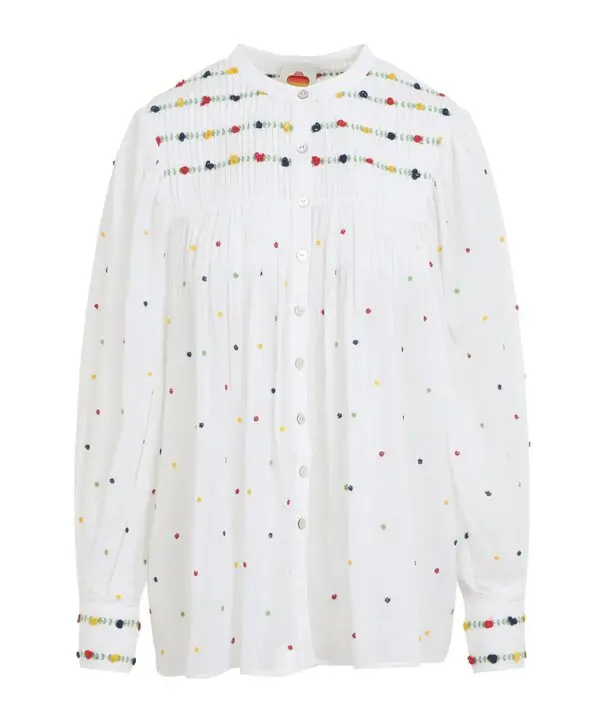 Farm Rio Smocked Embroidered Blouse - No