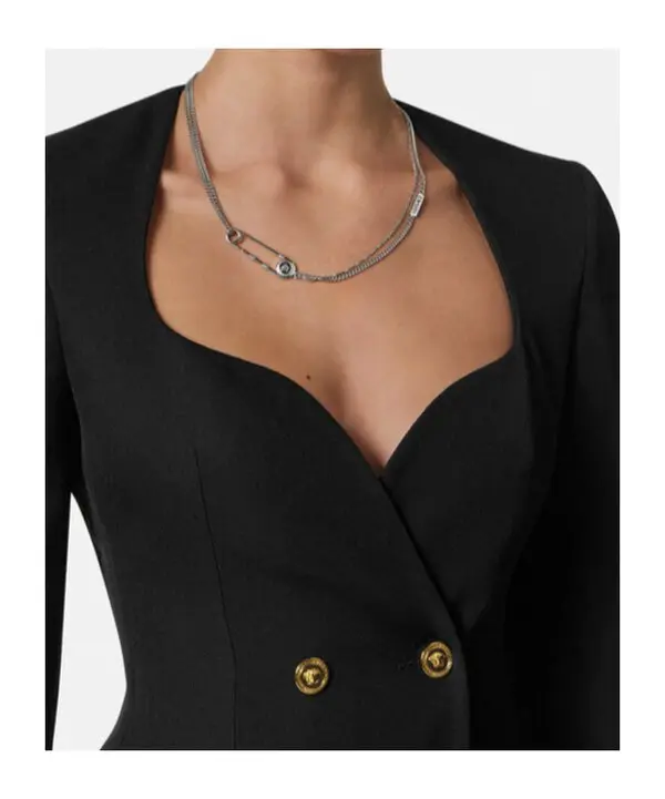 Versace Safety Pin Pendant Necklace