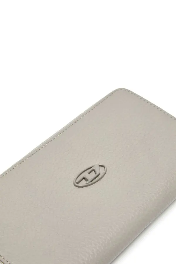 DIESEL® Continental-zip-l Logo Plaque Wallet - Light Grey