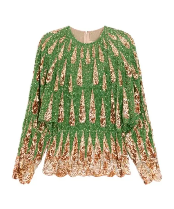 Valentino Garavani Chiffon Embroidered Sequin Top - No