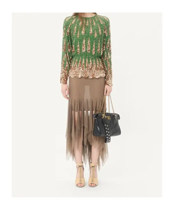Valentino Garavani Chiffon Embroidered Sequin Top - No