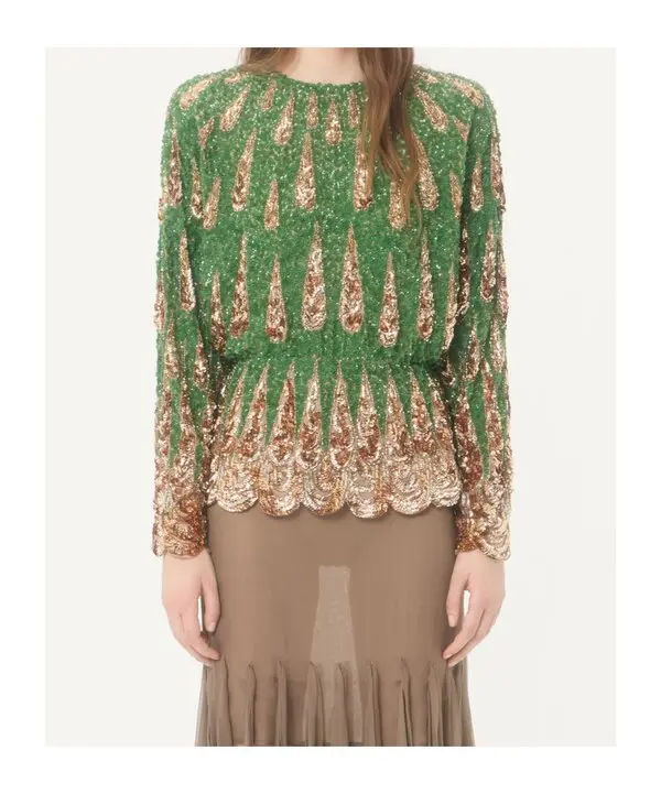 Valentino Garavani Chiffon Embroidered Sequin Top - No