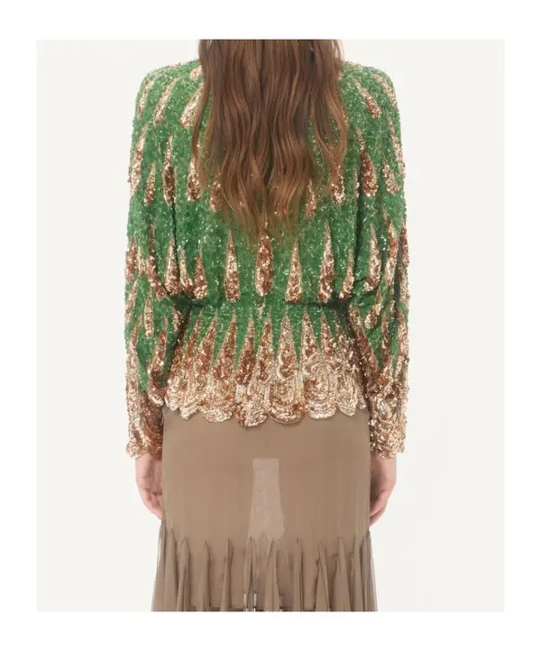 Valentino Garavani Chiffon Embroidered Sequin Top - No