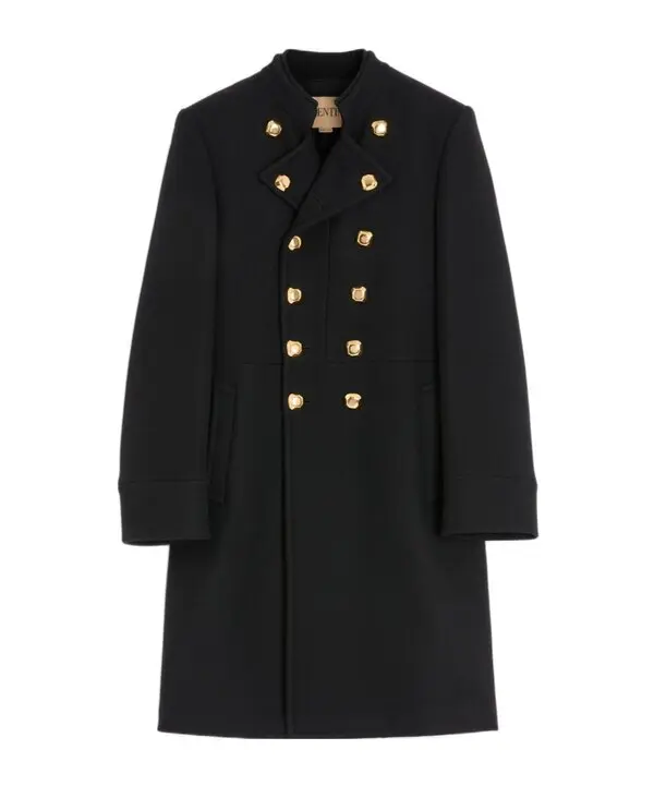 Valentino Garavani Double-breasted Long-sleeved Coat - Black