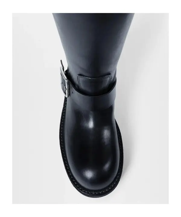 ANN DEMEULEMEESTER Sarith Engineer Buckle-detail Leather Biker Boots - Black