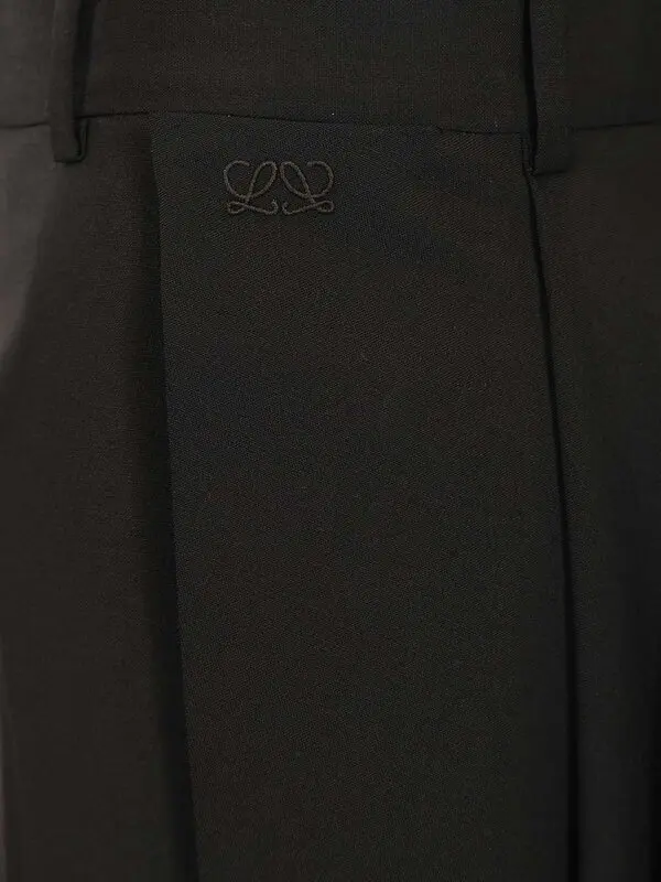 Loewe Pleated Ruffled Trousers - Black