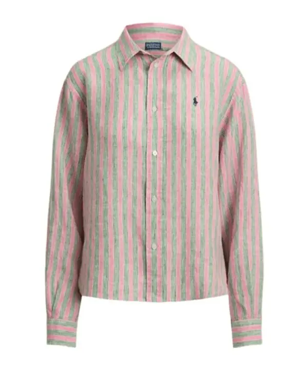 Ralph Lauren Striped Long Sleeve Embroidered Pony Shirt - Nude