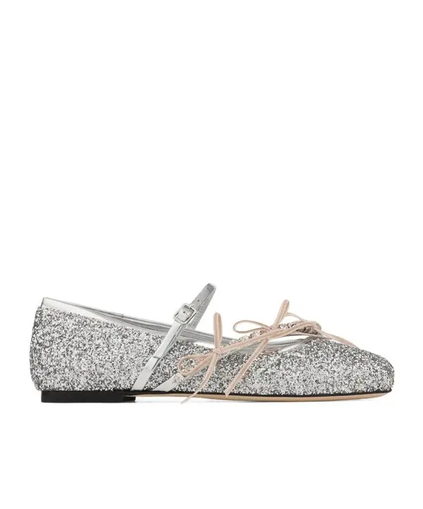 JIMMY CHOO Loli Ballet Ballerina Shoes - Silver/macaron
