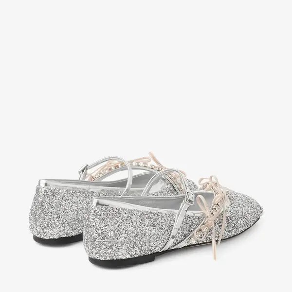 JIMMY CHOO Loli Ballet Ballerina Shoes - Silver/macaron