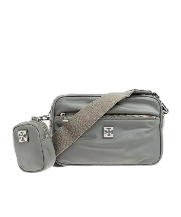 Tory Burch Virginia Zipped Shoulder Bag With Detachable Pouch - Gray
