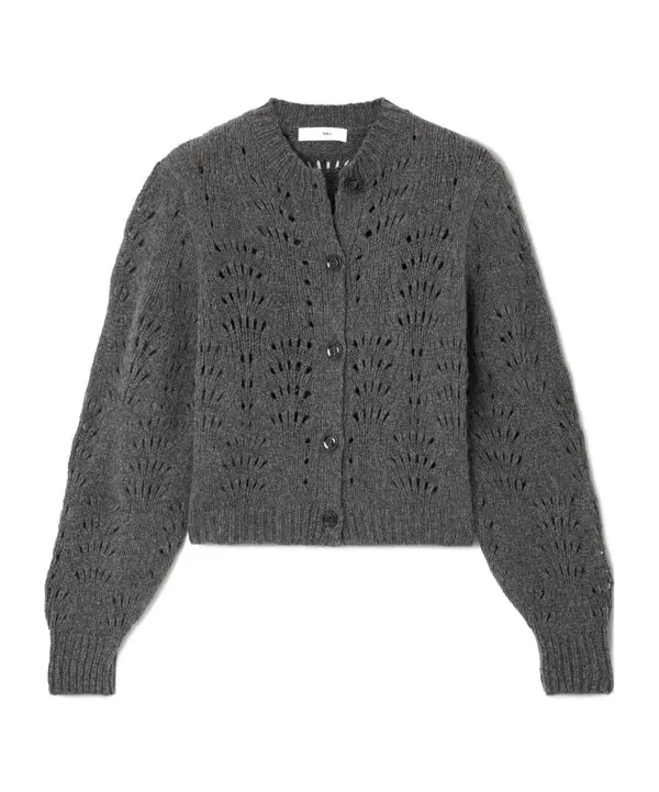 FRAME Openwork Knit Cardigan - Black