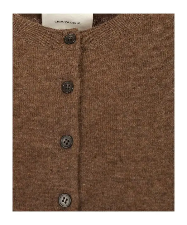 LISA YANG Karia Crew Neck Cardigan - Brown
