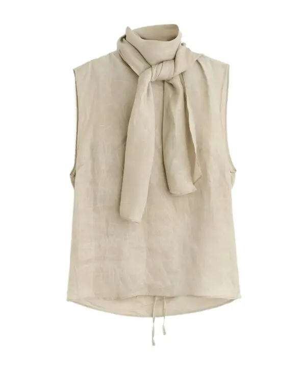 Our Legacy Sleeveless Draped Scarf-neck Top - Ash