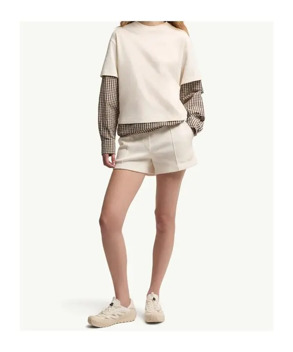 Moncler Layered-effect Vichy Cotton Blend T-shirt - Light Beige