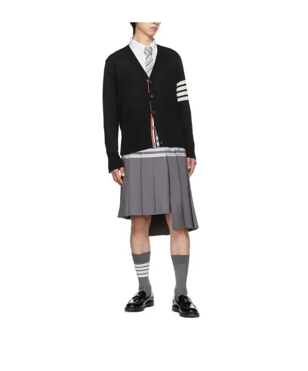 Thom Browne 4-bar V-neck Knitted Cardigan - Black