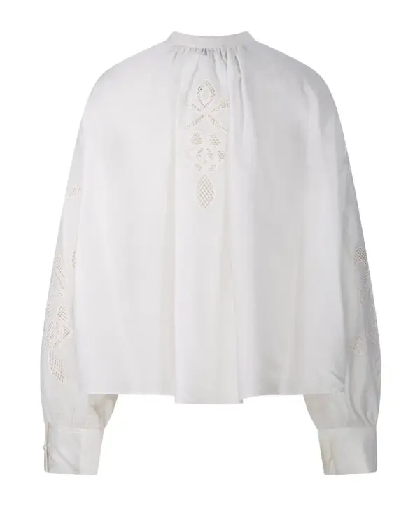 FORTE_FORTE Embroidered Round Neck Long Sleeve Shirt
