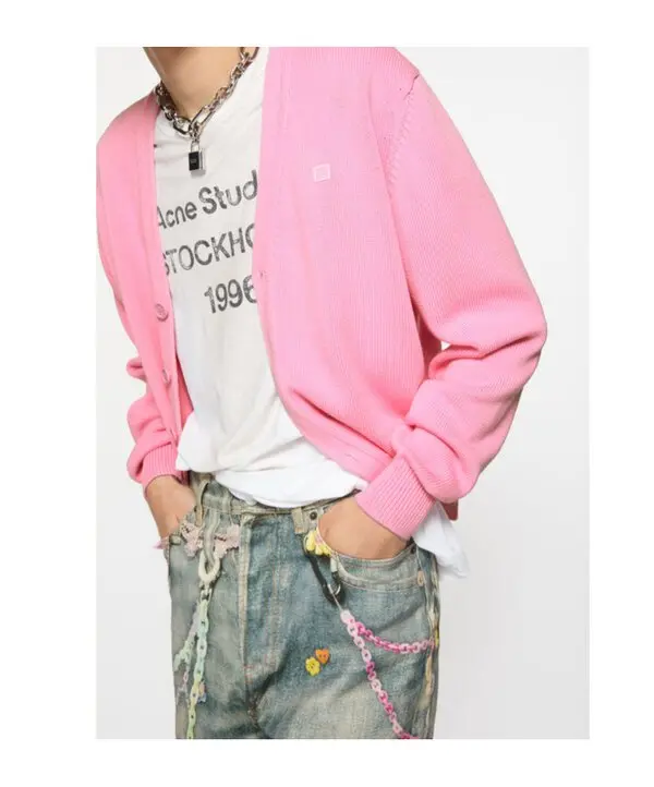 Acne Studios Appliqué V-neck Cardigan - Light Rose Pink