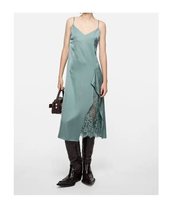 Acne Studios Lace-trim Slip Dress - Sage Green