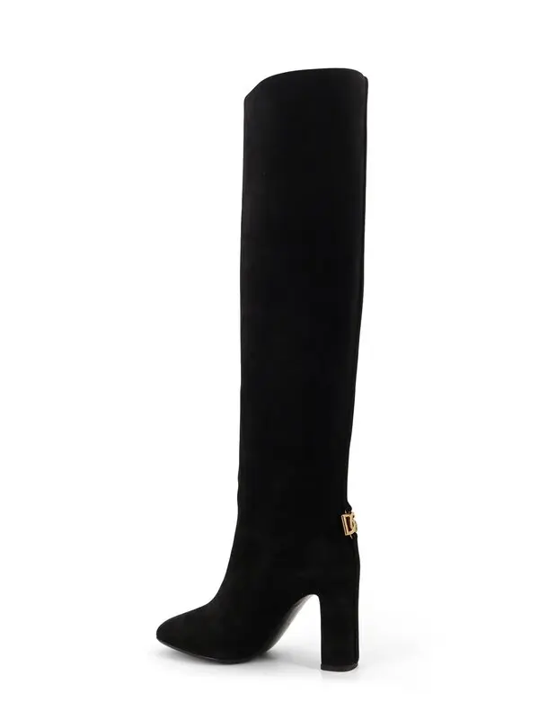 Dolce & Gabbana Knee-high Logo Boots With Block Heel