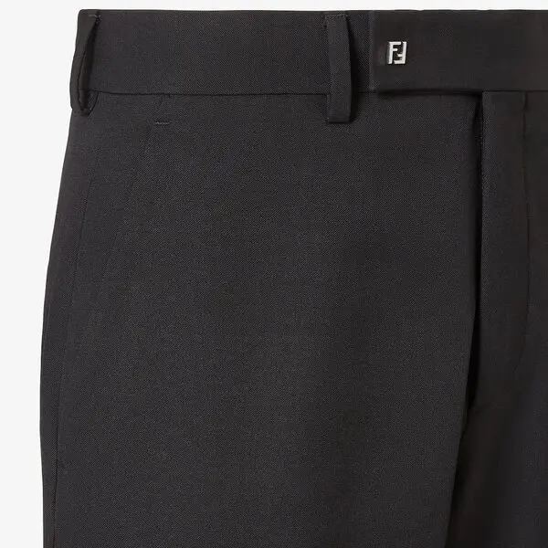 Fendi Tailored Straight-leg Trousers With Micro Ff Logo Detail - Black