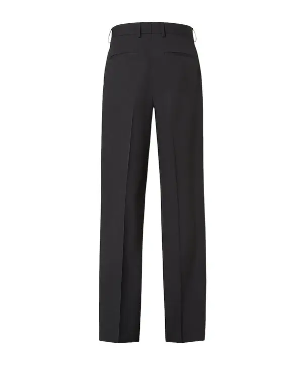 Fendi Tailored Straight-leg Trousers With Micro Ff Logo Detail - Black