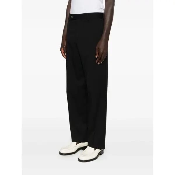 Fendi Tailored Straight-leg Trousers With Micro Ff Logo Detail - Black
