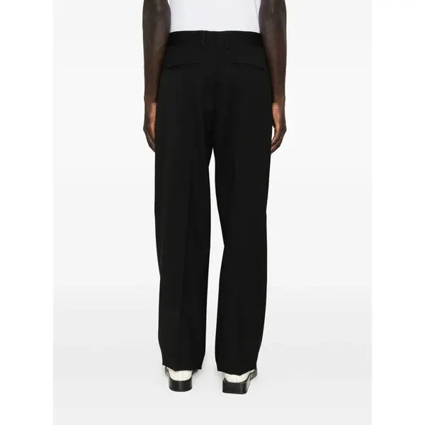Fendi Tailored Straight-leg Trousers With Micro Ff Logo Detail - Black