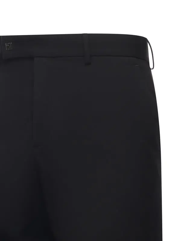 Fendi Tailored Straight-leg Trousers With Micro Ff Logo Detail - Black